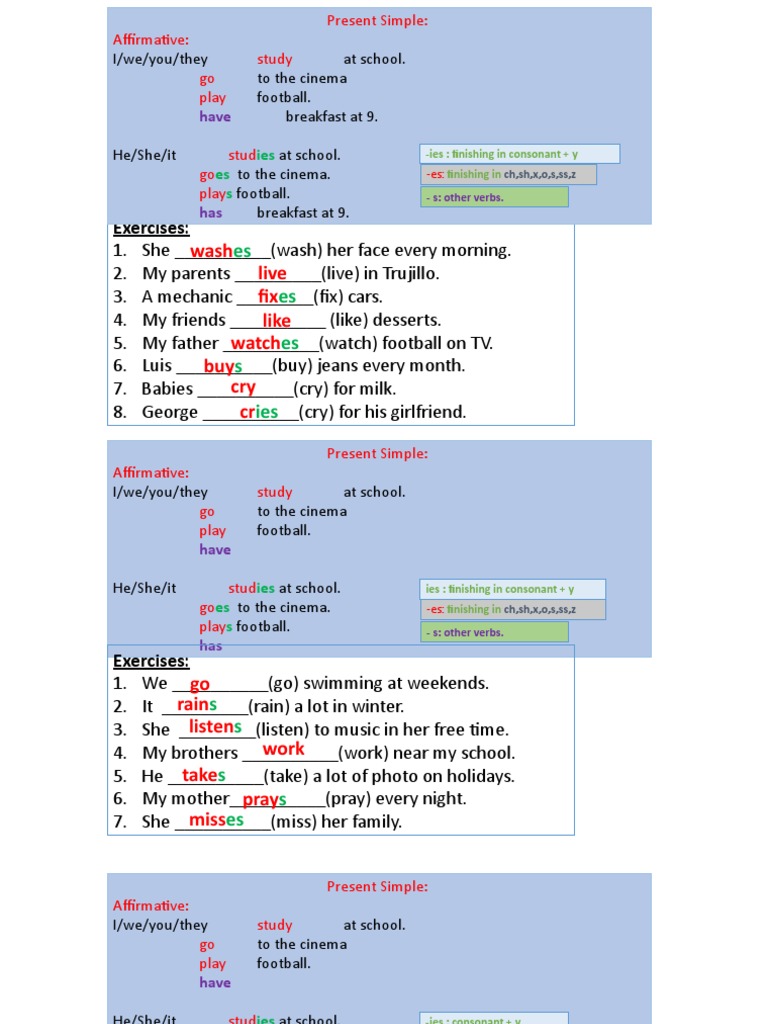 Present Simple Routine | PDF