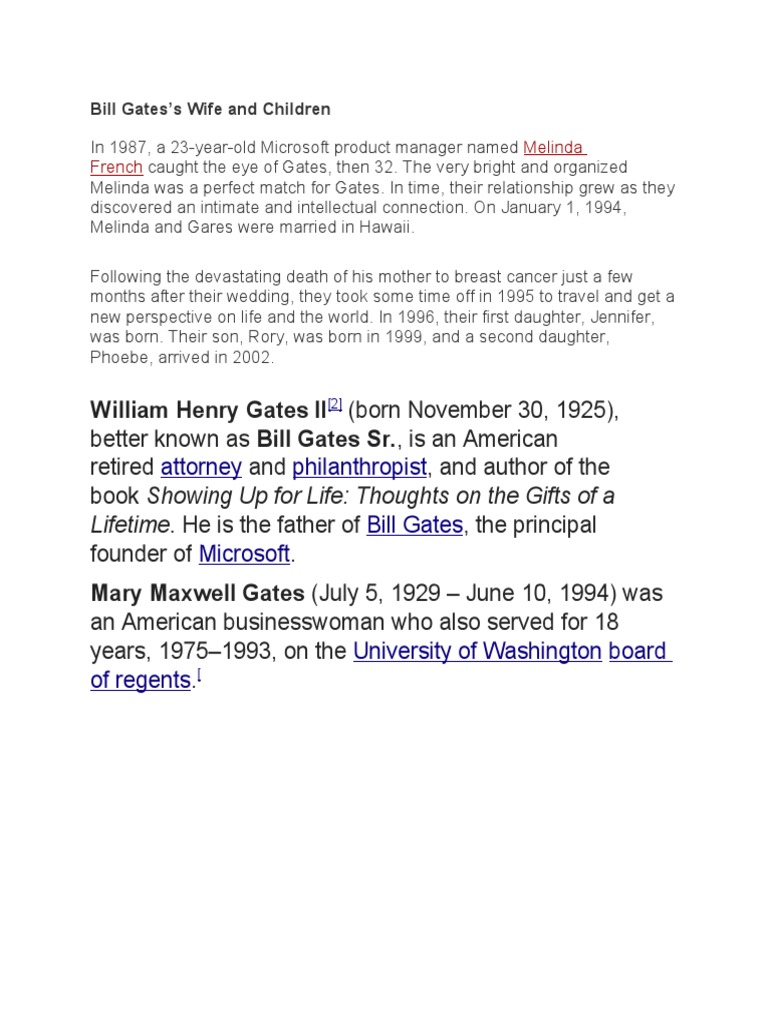 William Henry Gates II: Attorney Philanthropist Bill Gates Microsoft | PDF