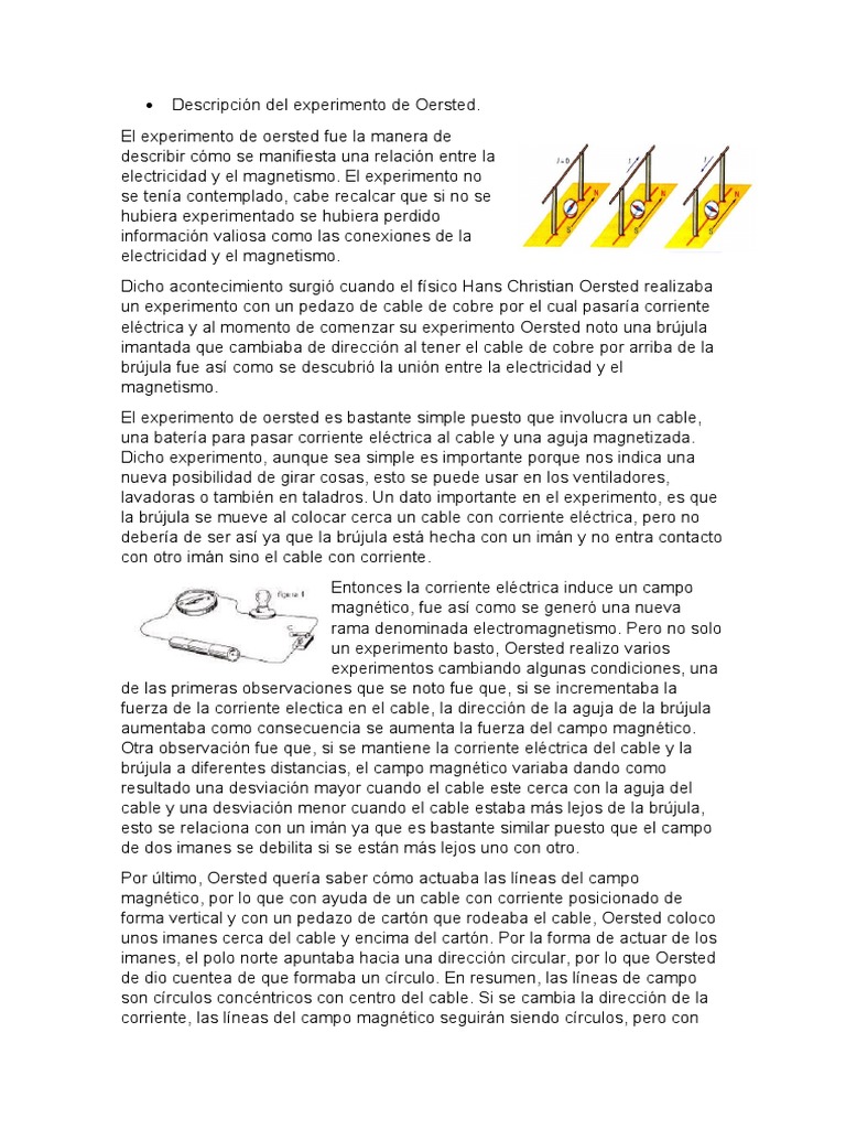 Experimento de Oersted | PDF | Imán | Campo magnético