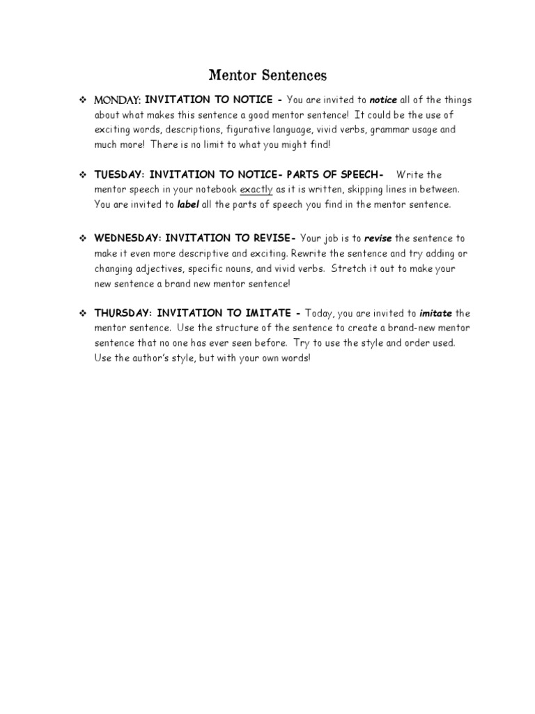Mentor Sentences PDF | PDF