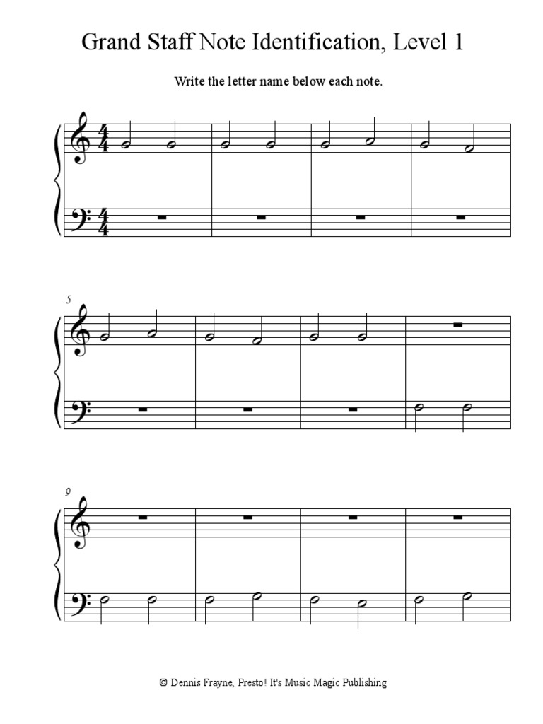 Grand Staff Note Identification Level 1 | PDF