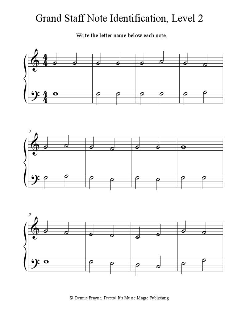 Grand Staff Note Identification Level 2 | PDF