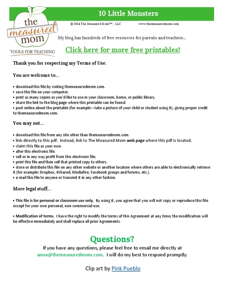 10 Little Monsters Book | PDF | Computer File | World Wide Web