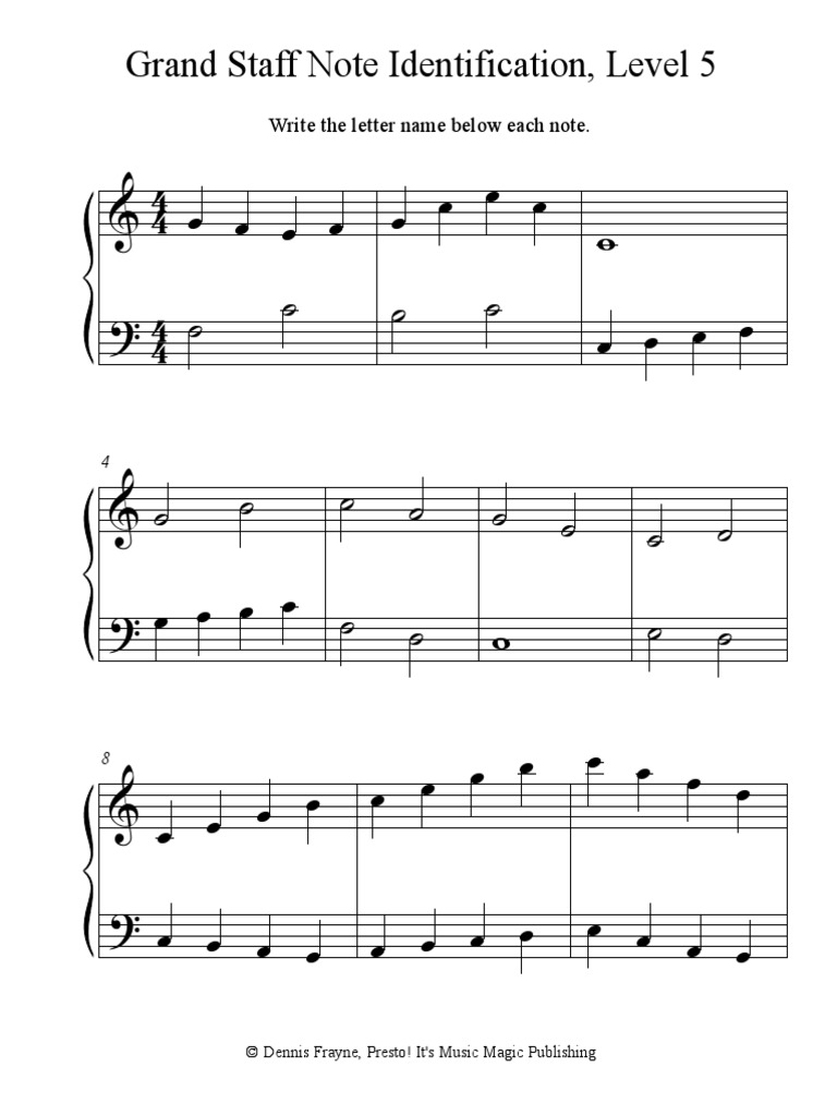 Grand Staff Note Identification Level 5 | PDF