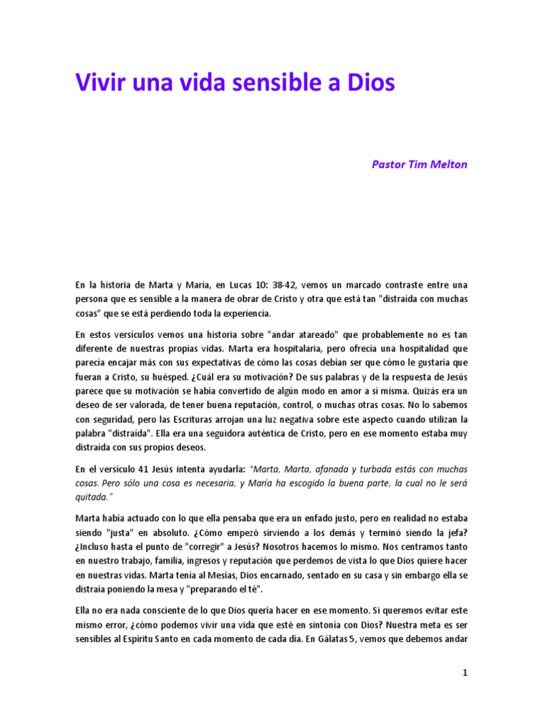 Vivir Una Vida Sensible A Dios | PDF | Jesús | Dios