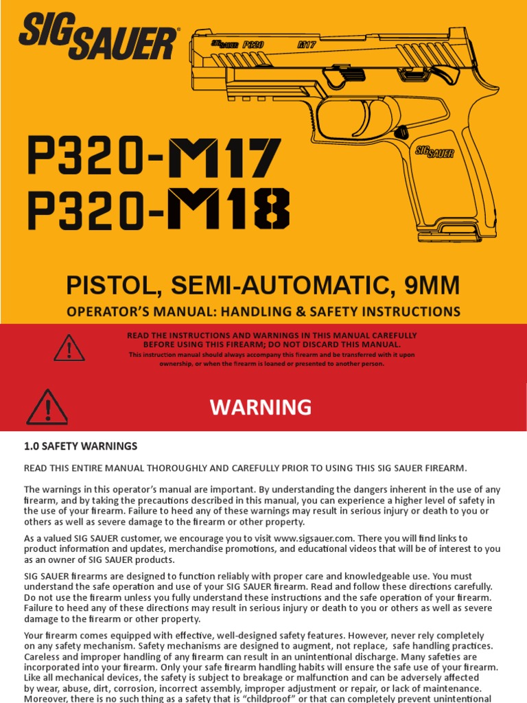 Pistol, Semi-Automatic, 9Mm: Operator'S Manual: Handling & Safety ...