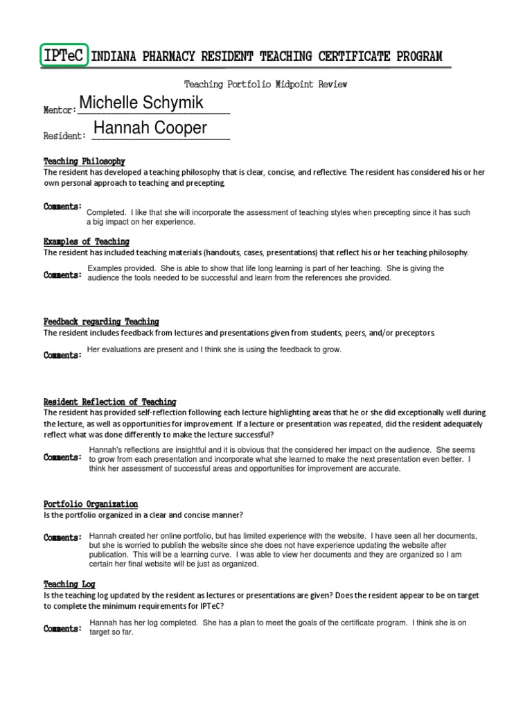 Iptec Midpoint Evaluation - Completed by Michelle 12 15 19 | PDF ...