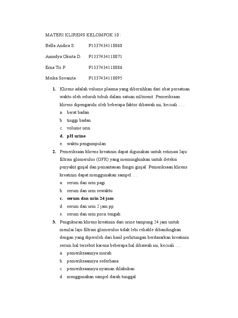 KLIRENS KREATININ | PDF