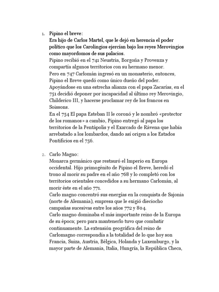 Pipino El Breve | PDF | Carlomagno | Viajes por Europa