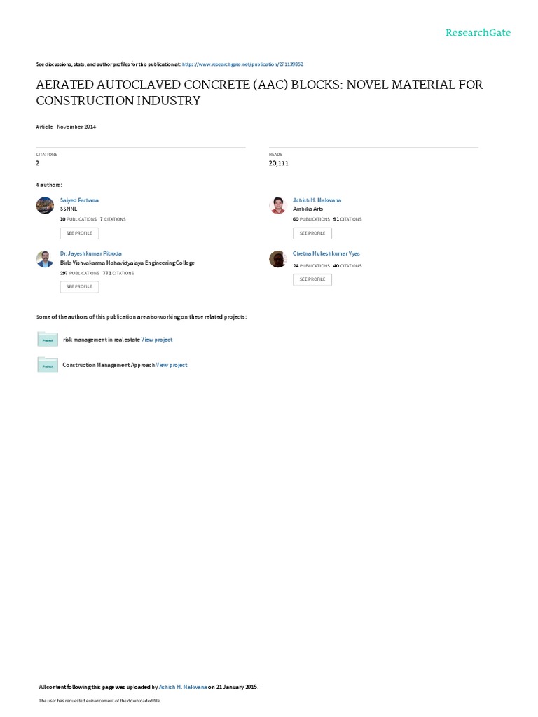 Aerated Autoclaved Concrete (AAC) Blocks: A Versatile and Sustainable Building Material | PDF ...