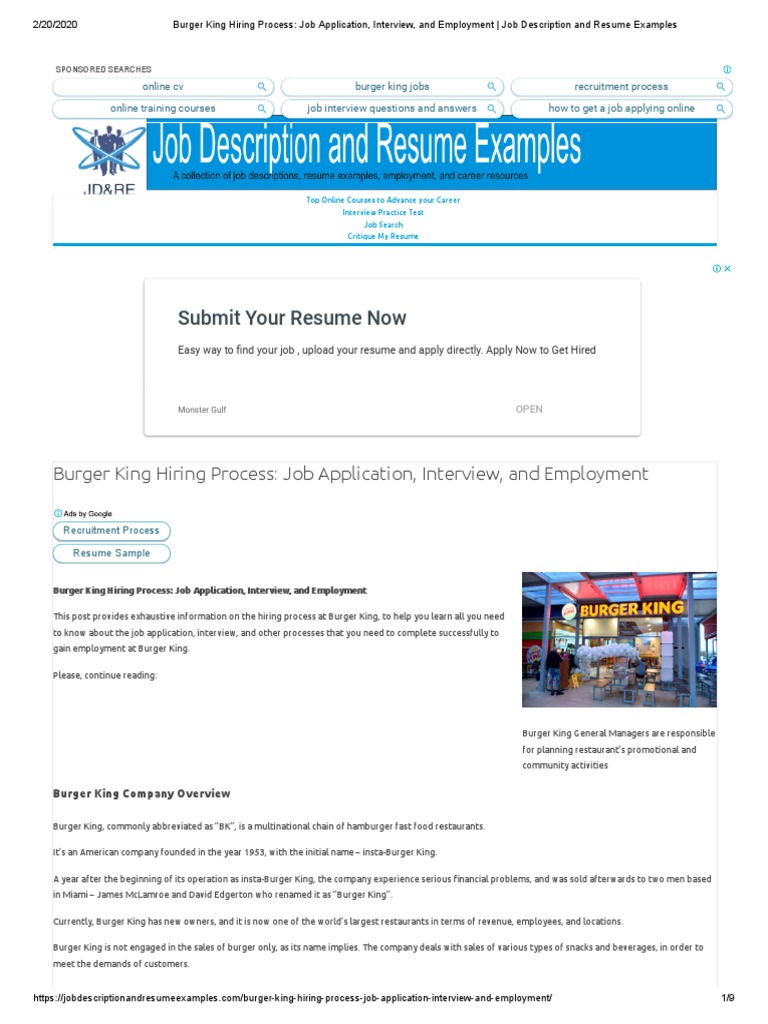 Burger King Hiring Process - Job Application, Interview, and Employment ...