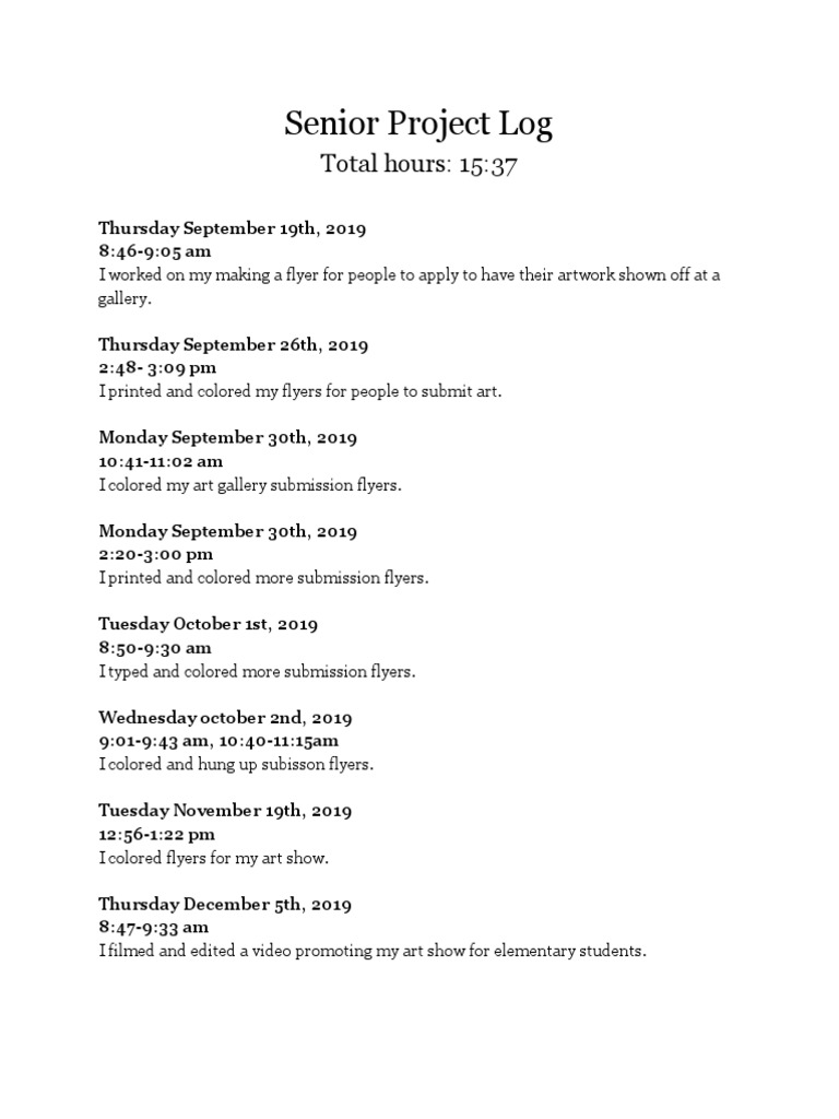 Senior Project Log | PDF