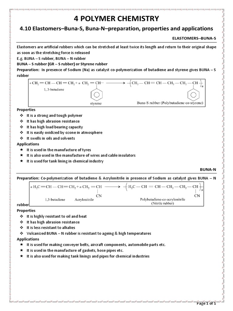 Buna S and N: Properties and Uses | PDF
