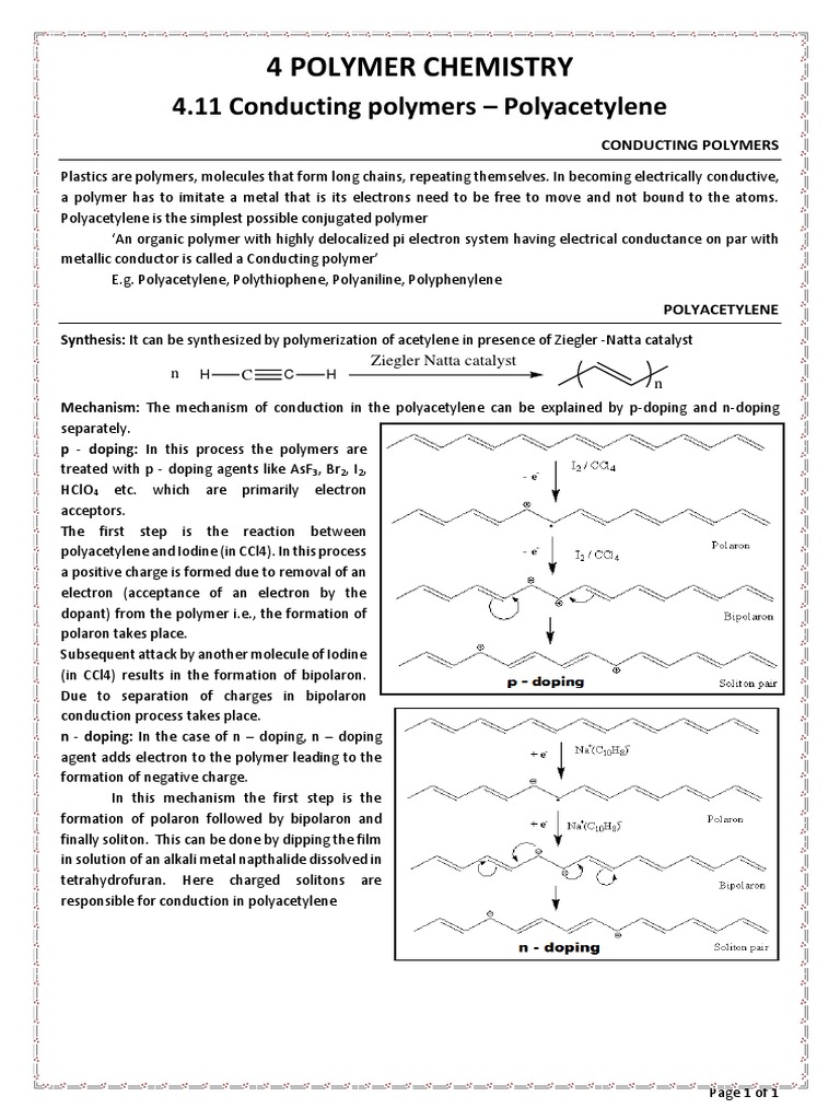 4.11 Conducting Polymers - Polyacetylene | PDF