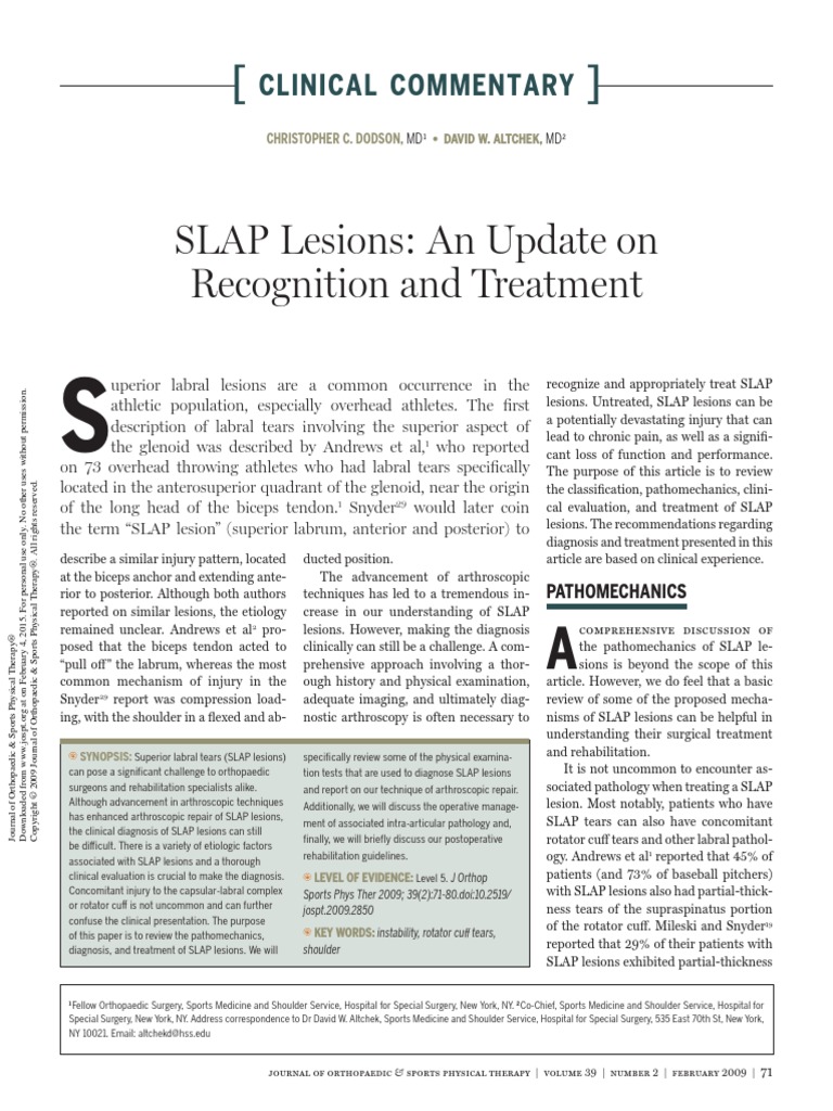Lesión Del Labrum SLAP | PDF | Shoulder | Anatomical Terms Of Motion