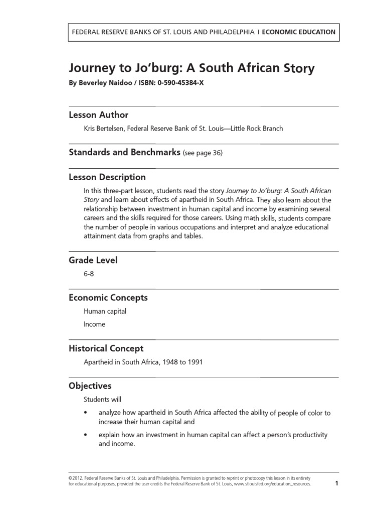 Journey To Joburg | PDF | Apartheid | Human Capital