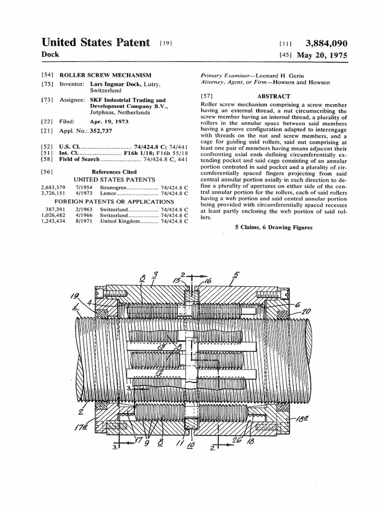 US Patent 3884090 | PDF | Screw | Nut (Hardware)
