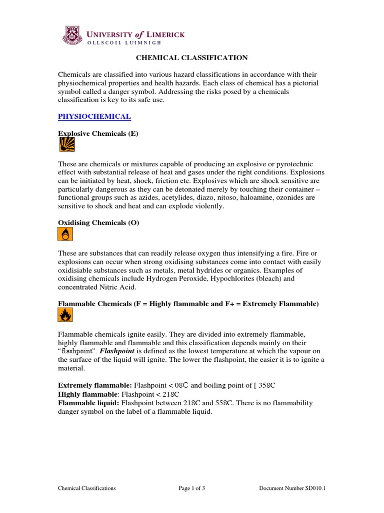 Chemical Classification | PDF | Toxicity | Chemical Substances