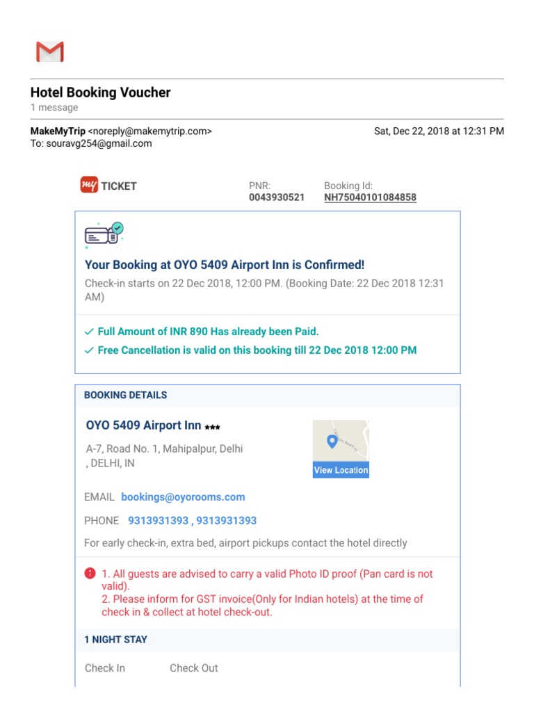 Hotel Booking Voucher | PDF | Voucher | Hotel