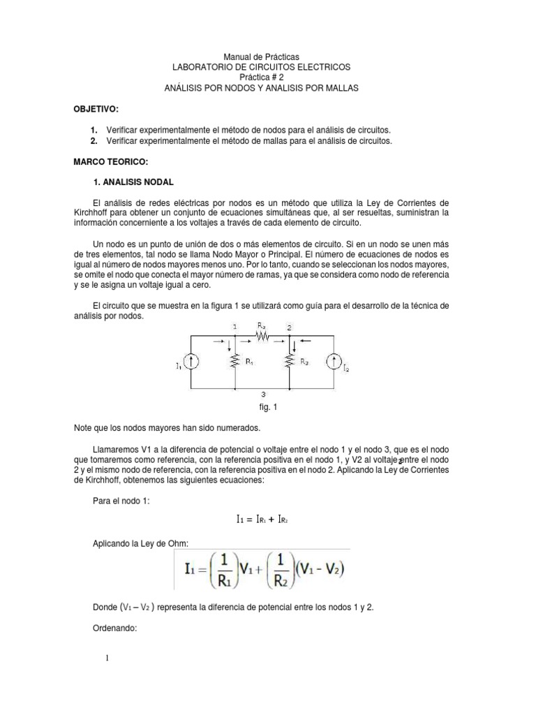 Práctica nodos y mallas.pdf | PDF | Resistencia Eléctrica y Conductancia | voltaje