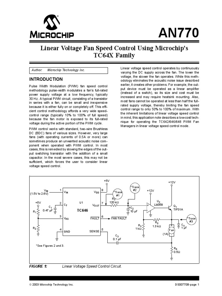 Linear Voltage Fan Speed Control Using Microchip's TC64X Family | PDF ...