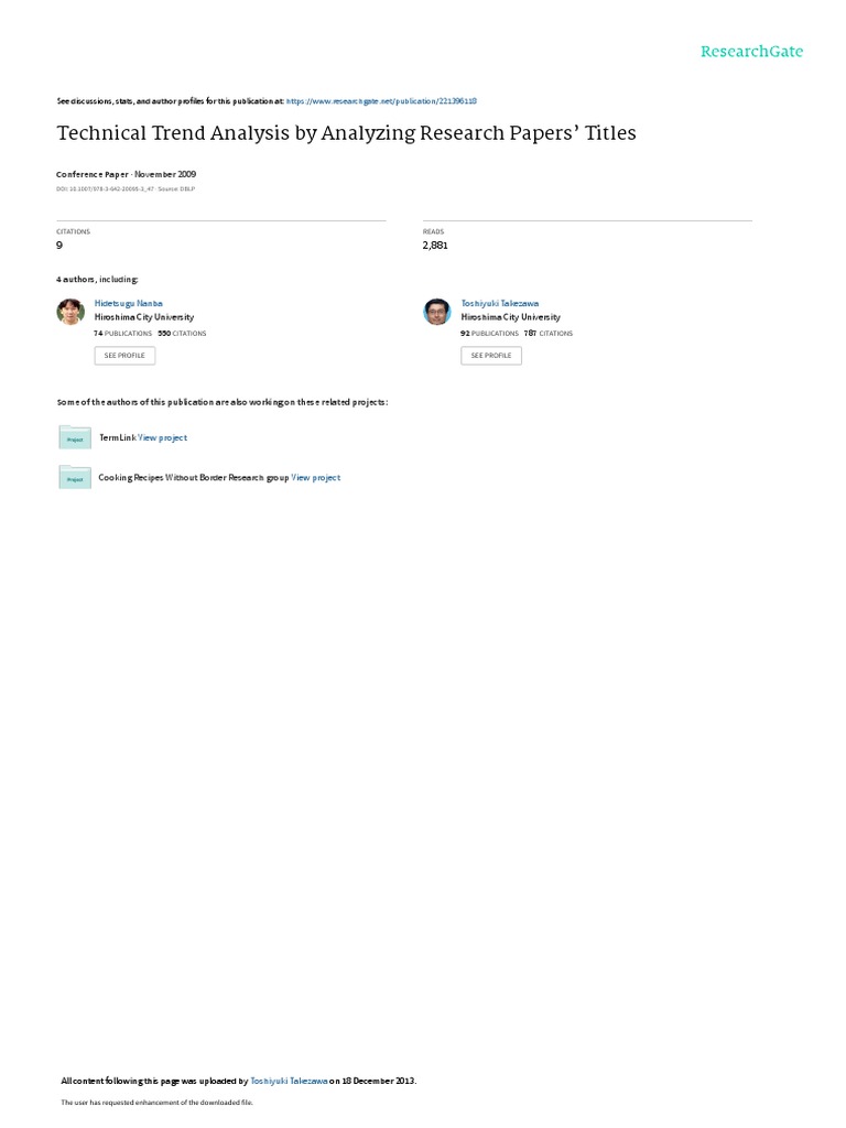 Technical Trend Analysis by Analyzing Research Papers' Titles | PDF ...