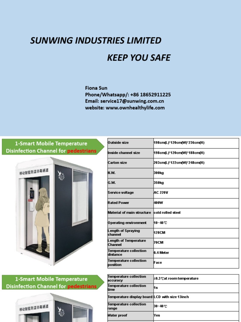 Disinfection Pass Channel Device For Person - Sunwing 2020.04.23 | PDF ...