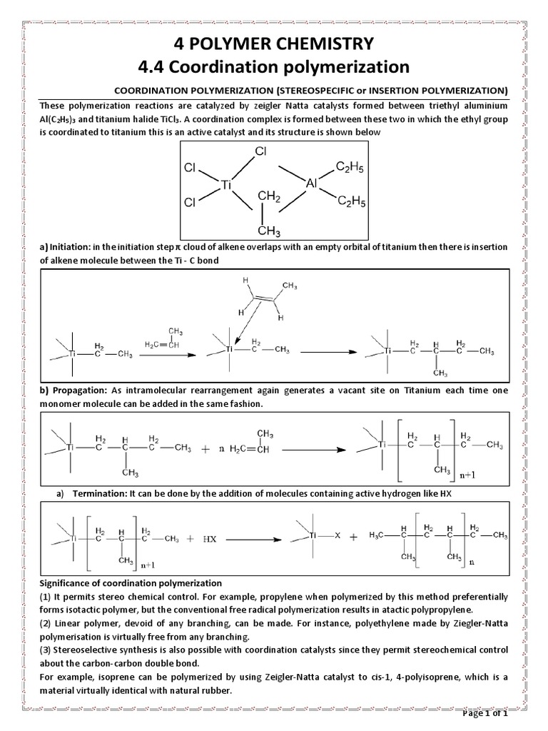 Ziegler-Natta Coordination Polymerization | PDF | Home & Garden ...