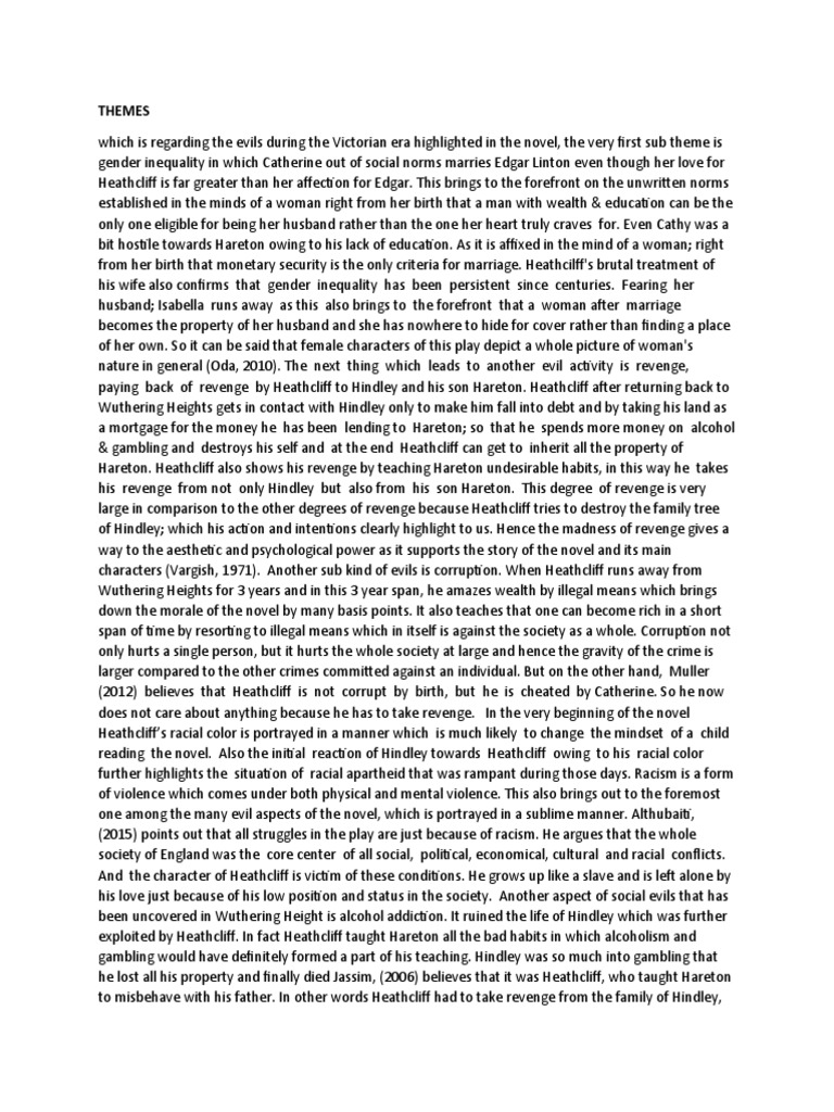 Themes of Wuthering Heights | PDF | Heathcliff (Wuthering Heights ...