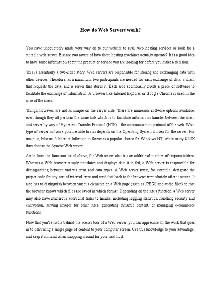 How Do Web Servers Work | PDF