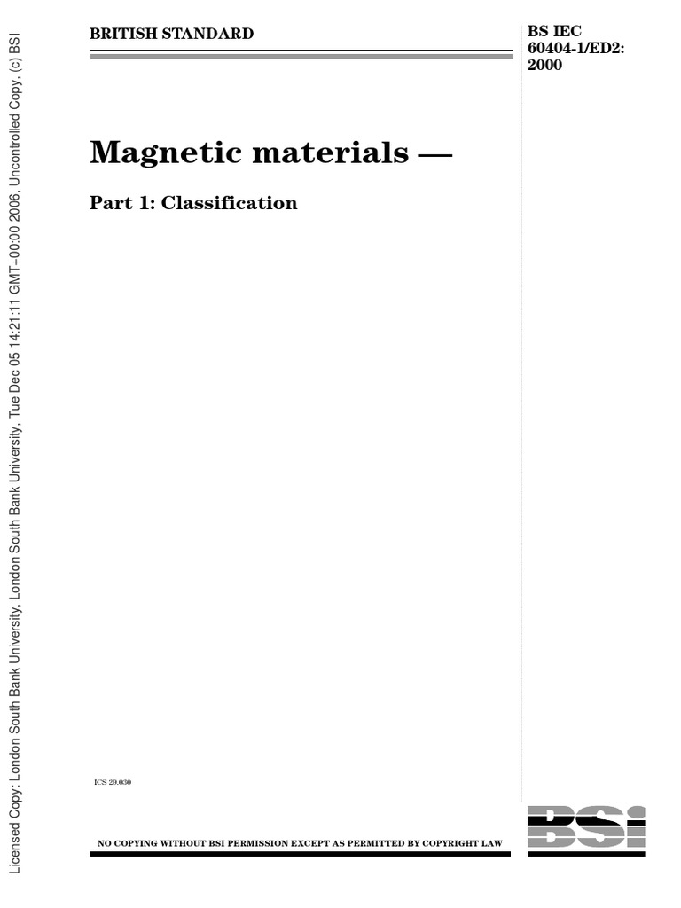 BS IEC 60404-1 - 2000 - Magnetic Materials PDF | PDF | International ...