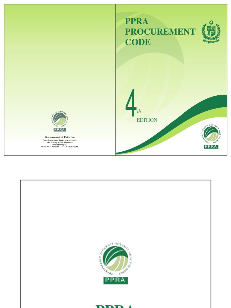 PPRA Procurement Code, 4th Edition: A Comprehensive Guide to Pakistan's ...