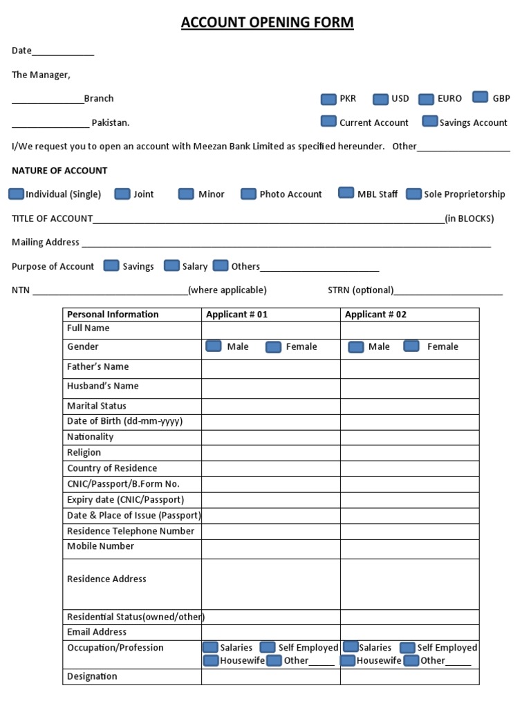 Account Opening Form | PDF | Business | Labour