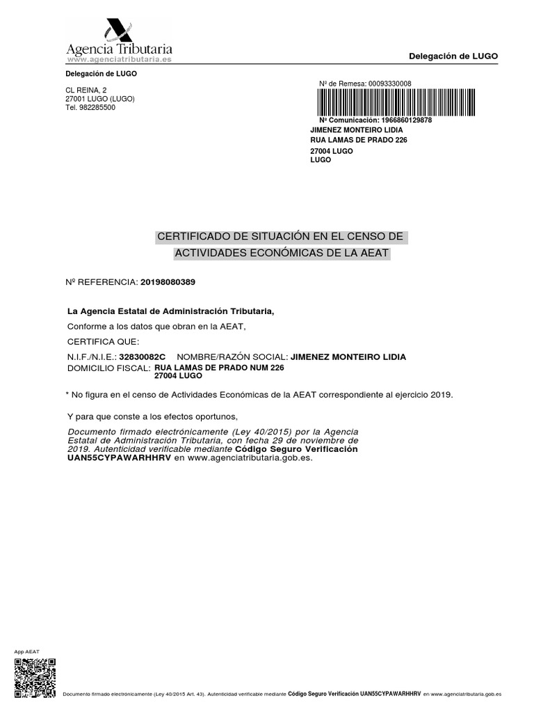 Certificado IAE No Consta 2019 PDF | PDF