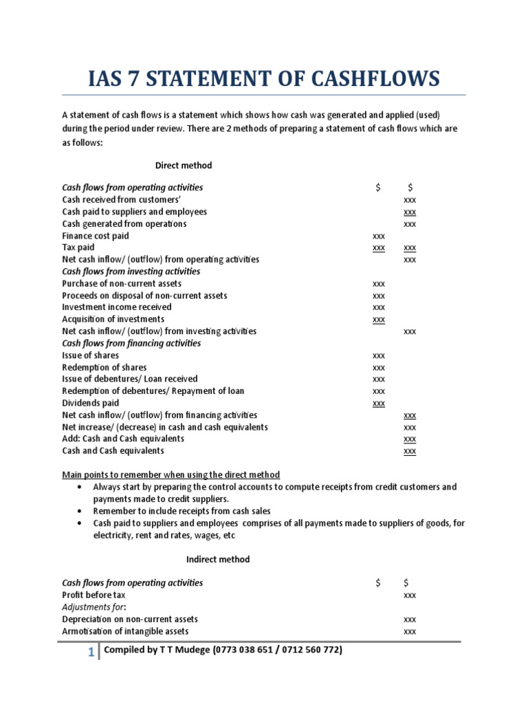 Ias 7 Statement of Cashflows (F2) | PDF | Cash Flow Statement | Dividend