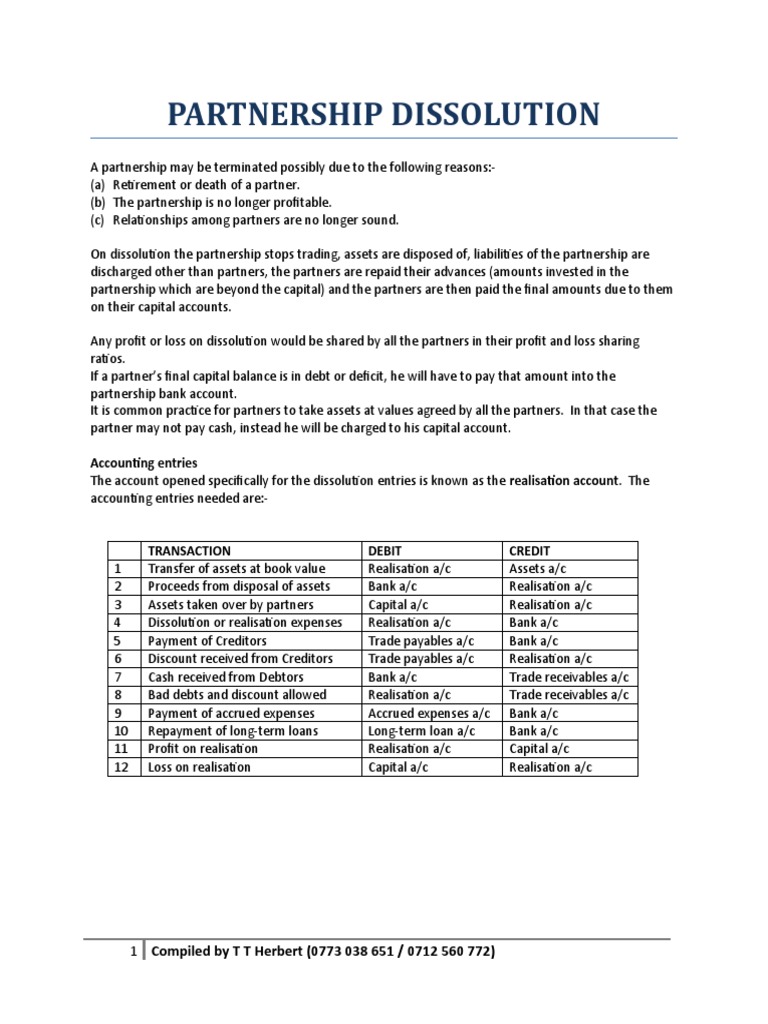 Partnership Dissolution: Accounting Entries | PDF | Debits And Credits ...