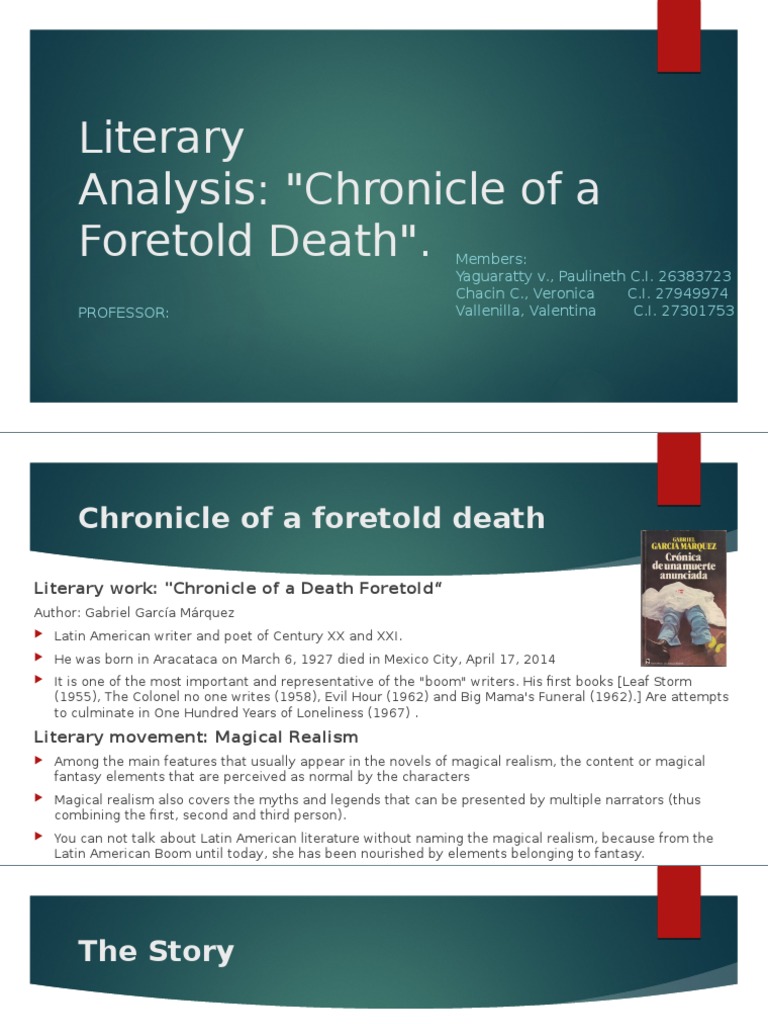Literary Analysis: "Chronicle of A Foretold Death" | PDF