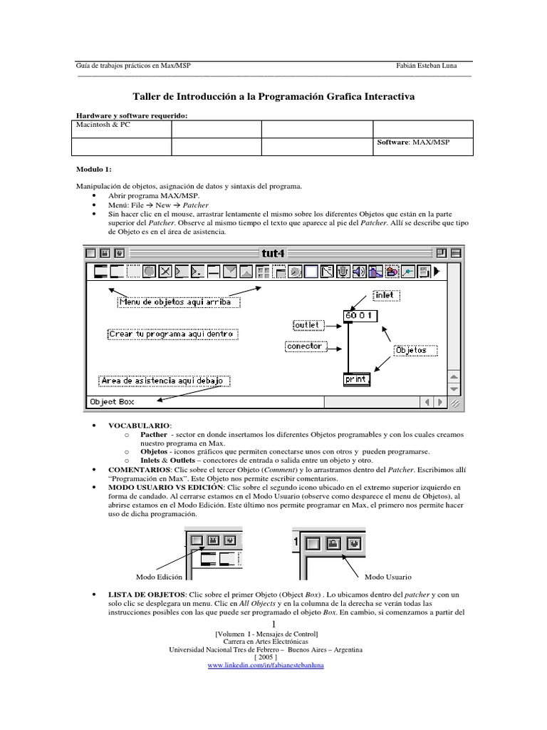 Tutorial MAX MSP PDF | PDF | Lenguaje de programación | Tecnología digital