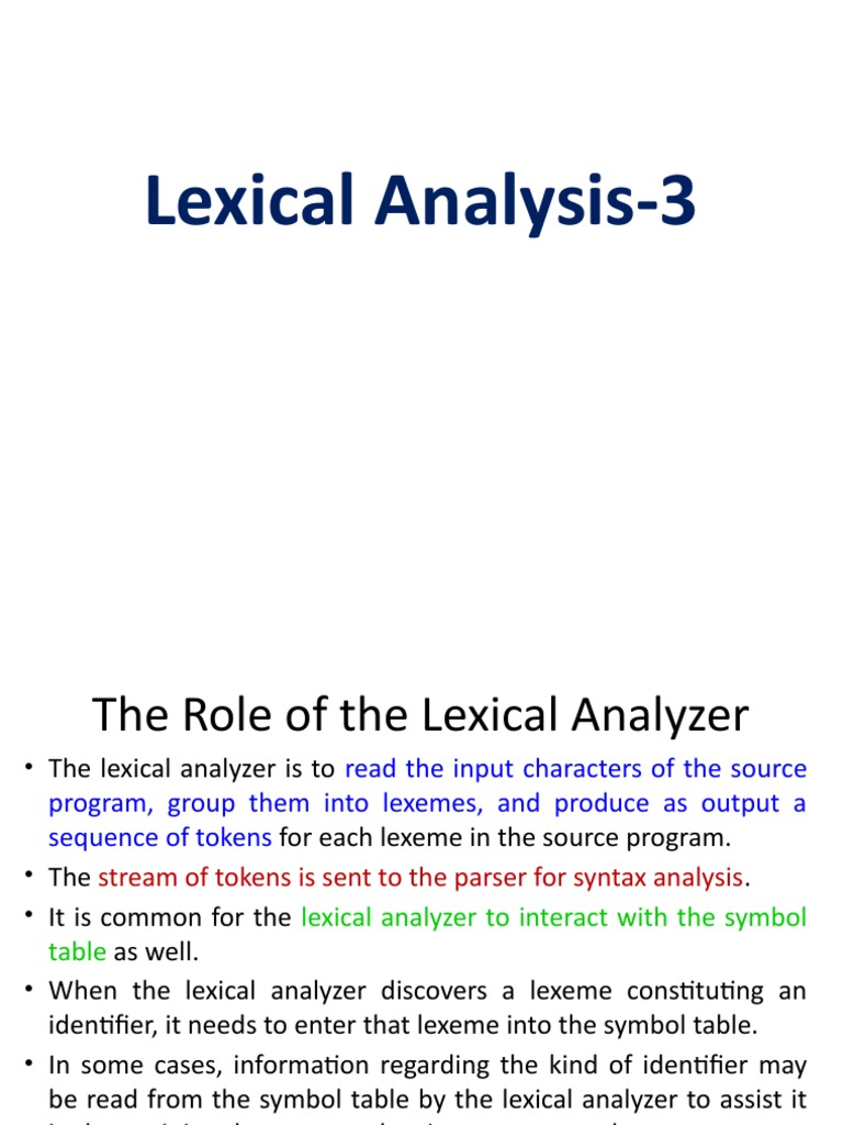Lecture3 Lexical Analysis Pdf Parsing Syntax Logic 