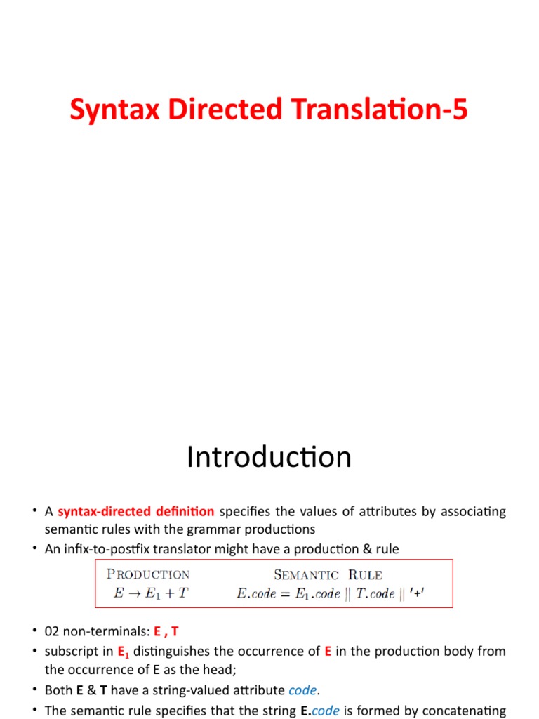 Lecture5 - Syntax Directed Translation | PDF | Parsing | Theoretical Computer Science