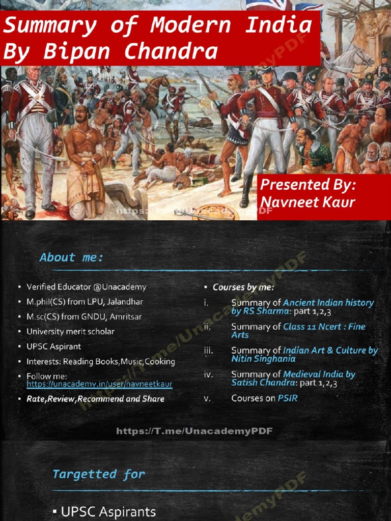 Summary of Modern India by Bipan Chandra by Navneet Kaur | PDF
