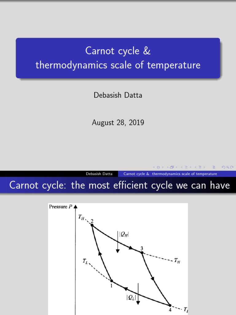 Carnot Cycle and Thermodynamics Scale of Temperature | PDF | Temperature | Thermodynamics