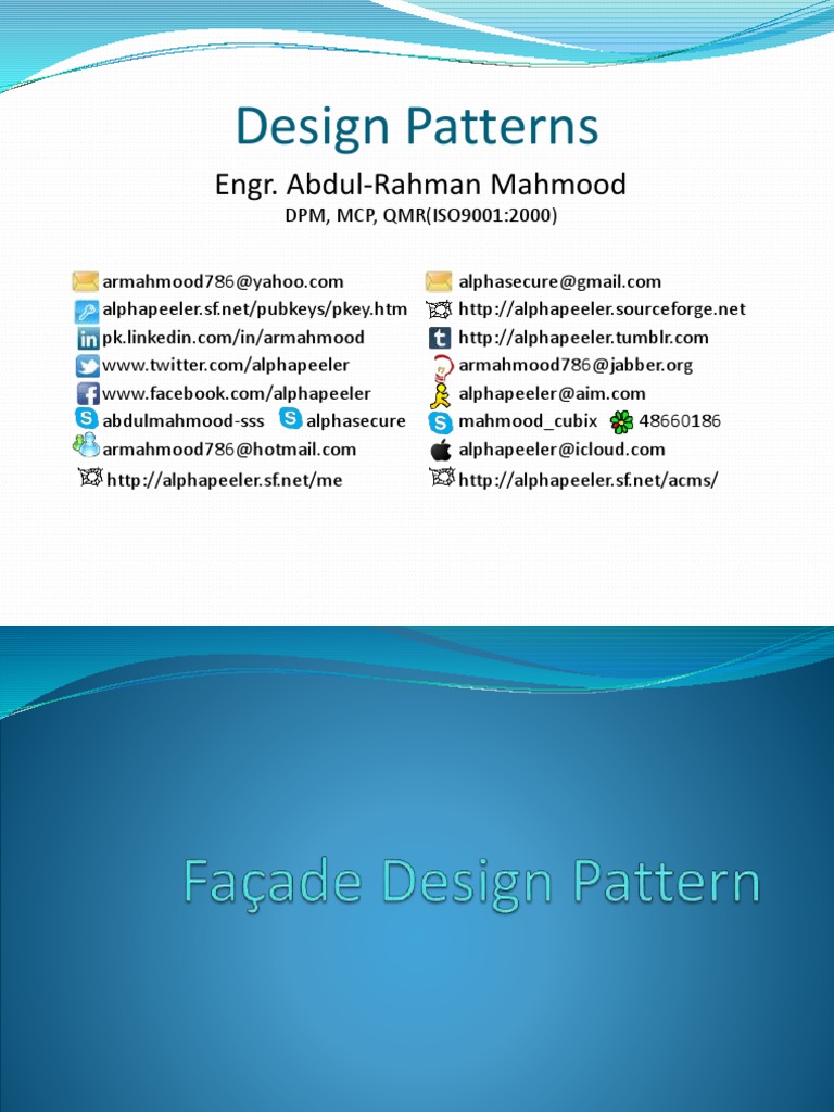 Design Patterns: Engr. Abdul-Rahman Mahmood | PDF | Interface (Computing) | Class (Computer ...