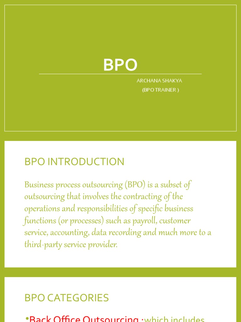 Bpo Introduction | PDF | Outsourcing | Accountability