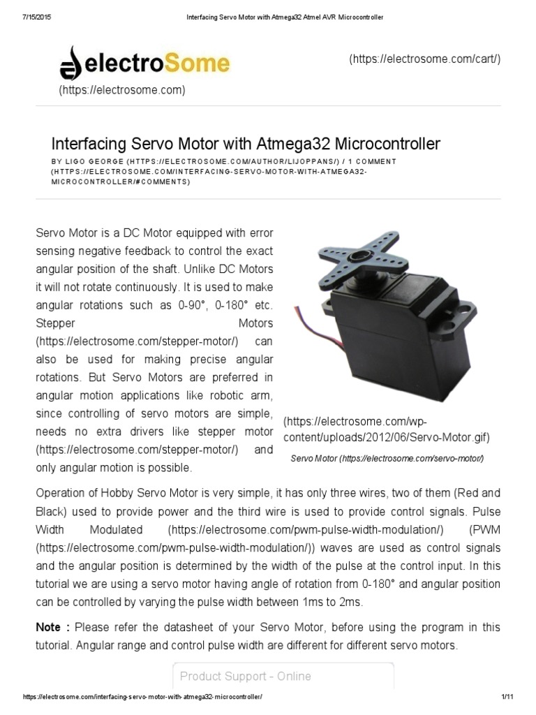 Servo Motor & Atmega32 Guide | PDF | Servomechanism | Electromagnetism