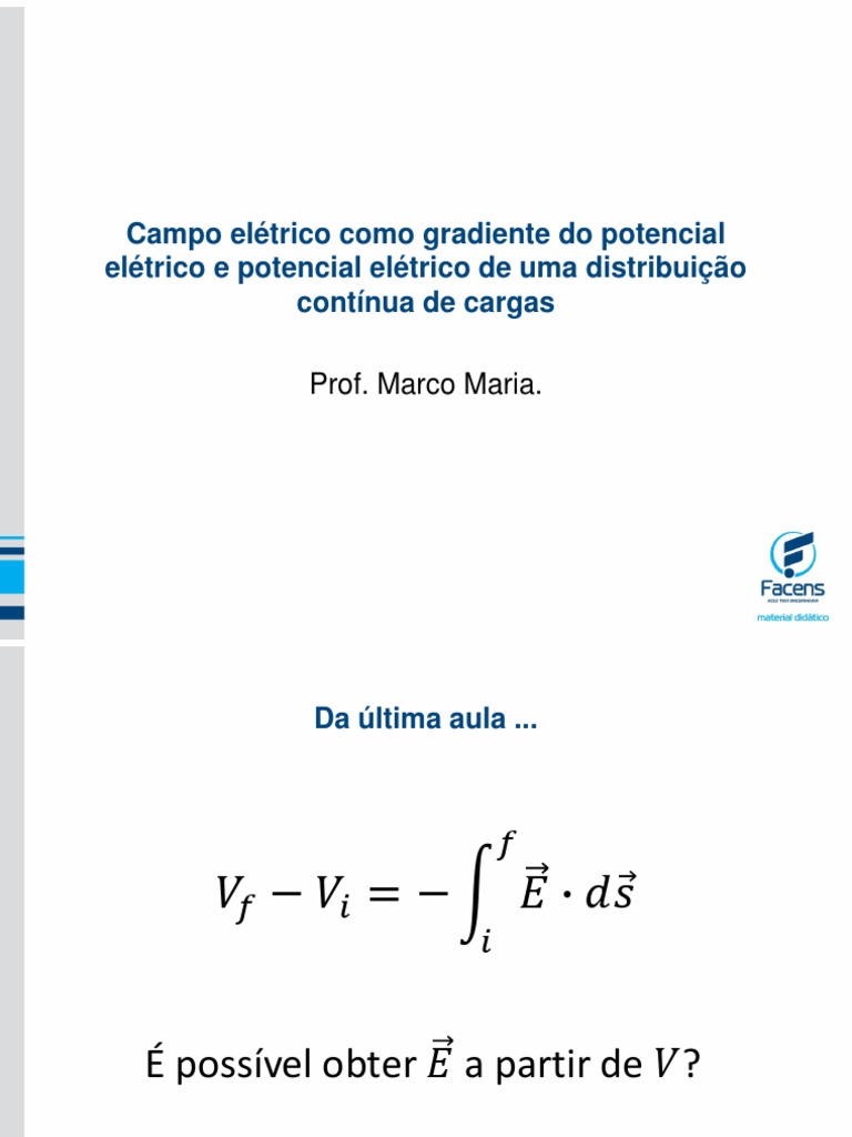 Slides Potencial Eletrico II-1 | PDF | Campo elétrico | Gradiente