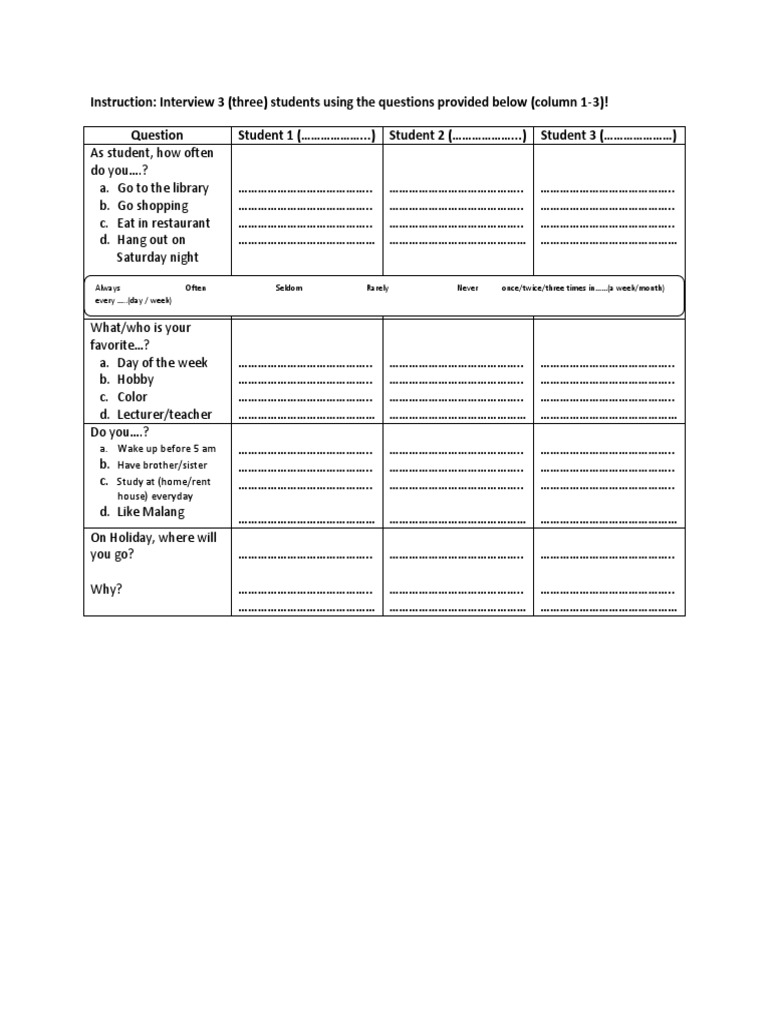 Questionnaire For Speaking | PDF