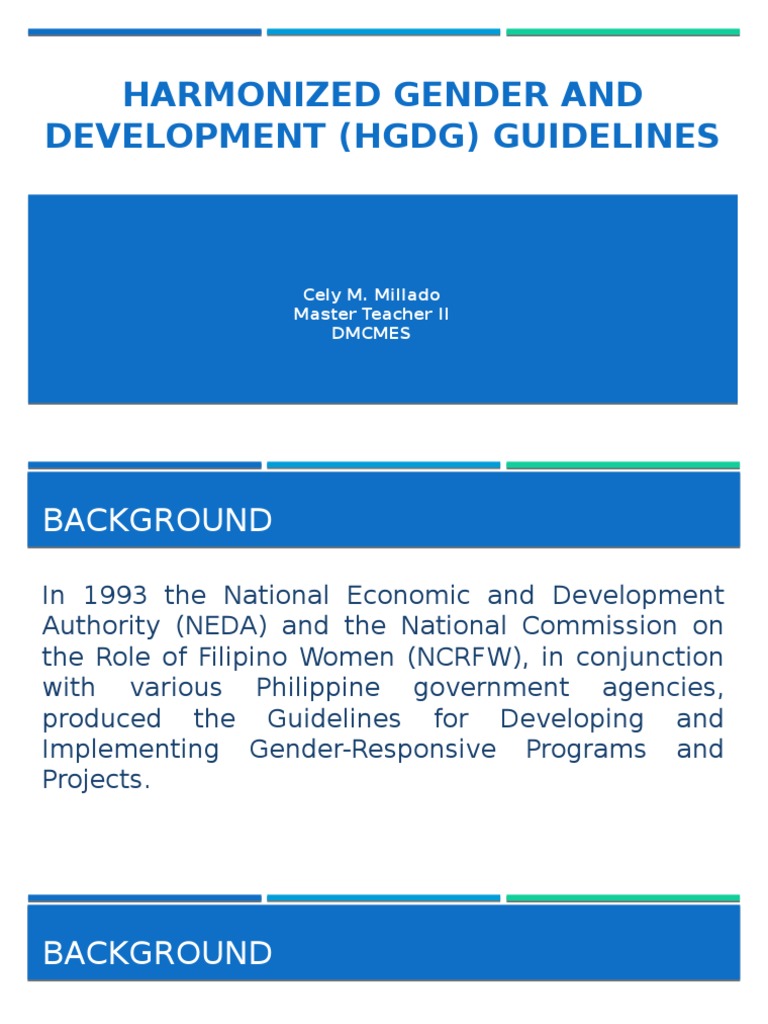 Harmonized Gender and Development (HGDG) Guidelines: Cely M. Millado ...