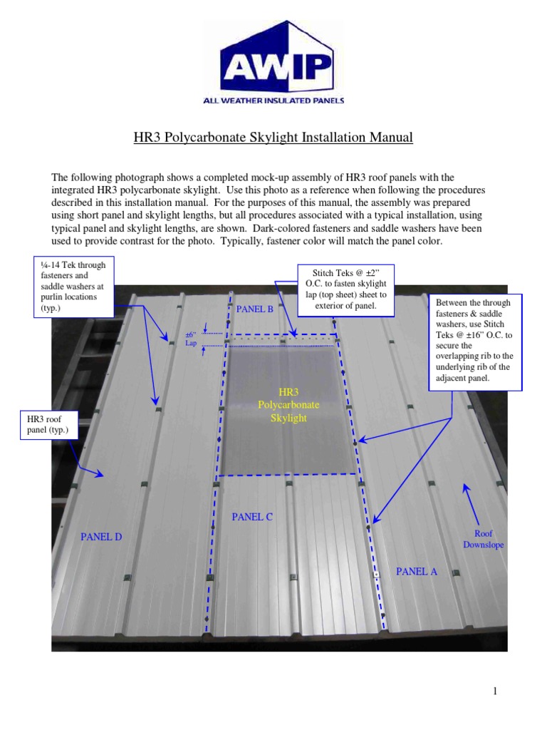 HR3 Polycarbonate Skylight Installation Guide | PDF | Building ...