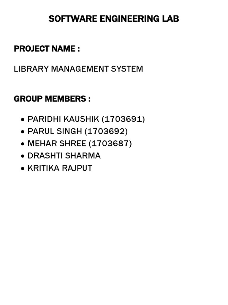 Software Engineering Lab | PDF